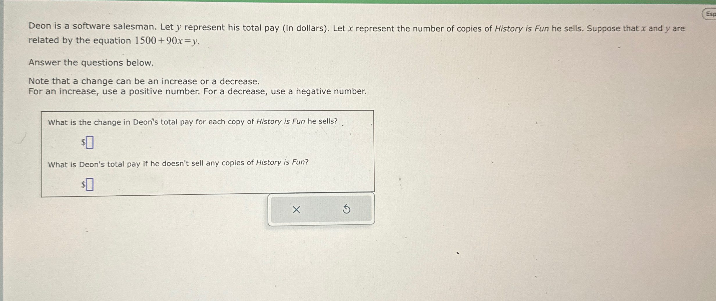 Solved Deon is a software salesman. Let y ﻿represent his | Chegg.com