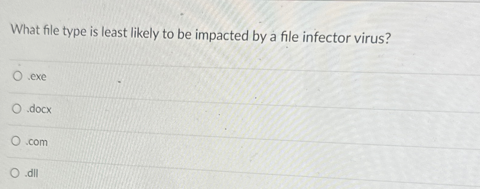 Solved What file type is least likely to be impacted by a | Chegg.com