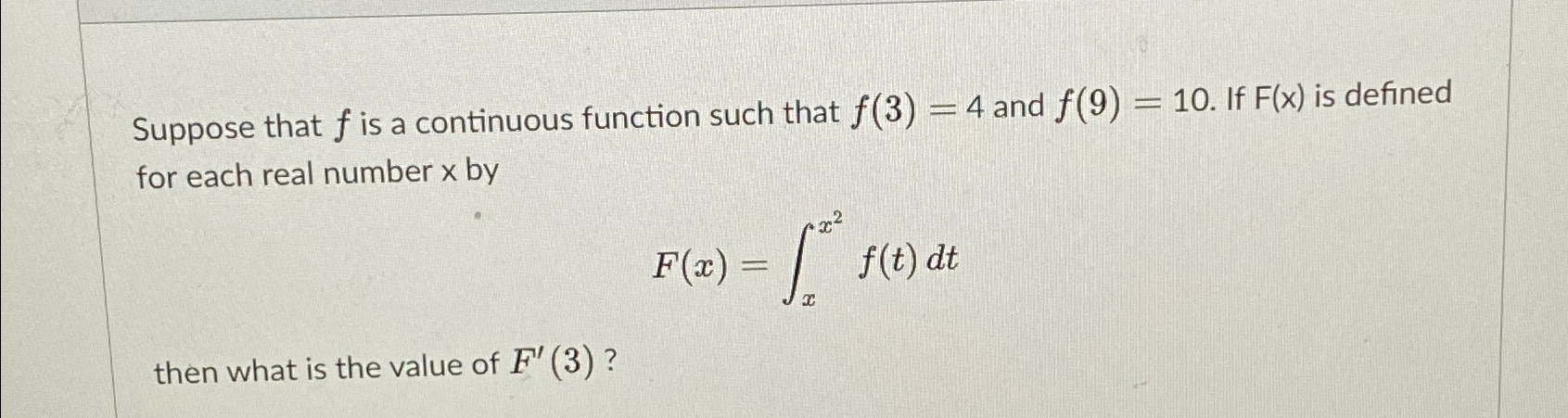 Solved Suppose that f ﻿is a continuous function such that | Chegg.com