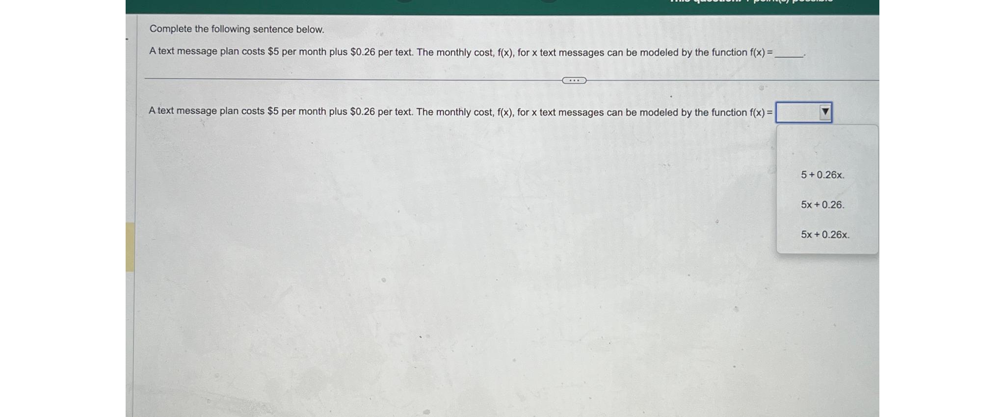 Solved Complete the following sentence below.A text message | Chegg.com