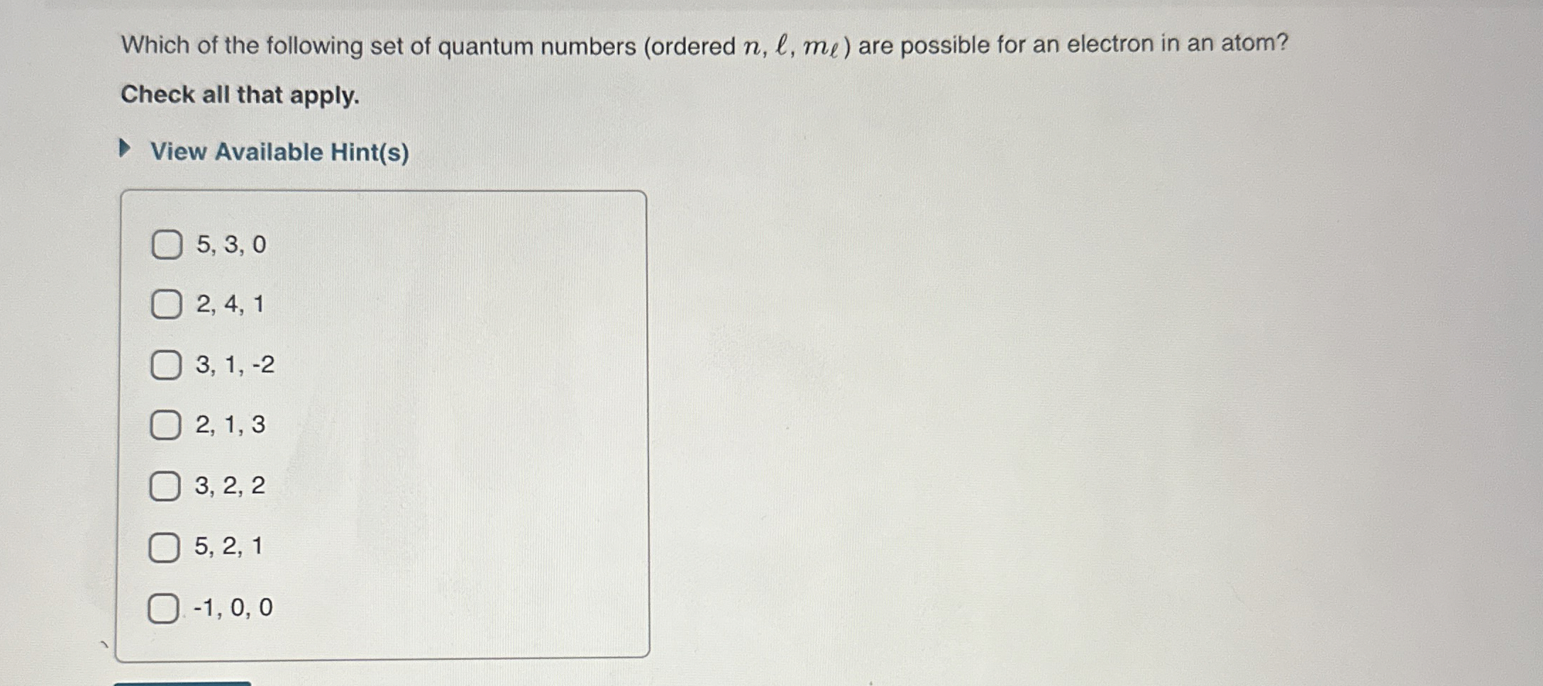 Solved Which of the following set of quantum numbers | Chegg.com