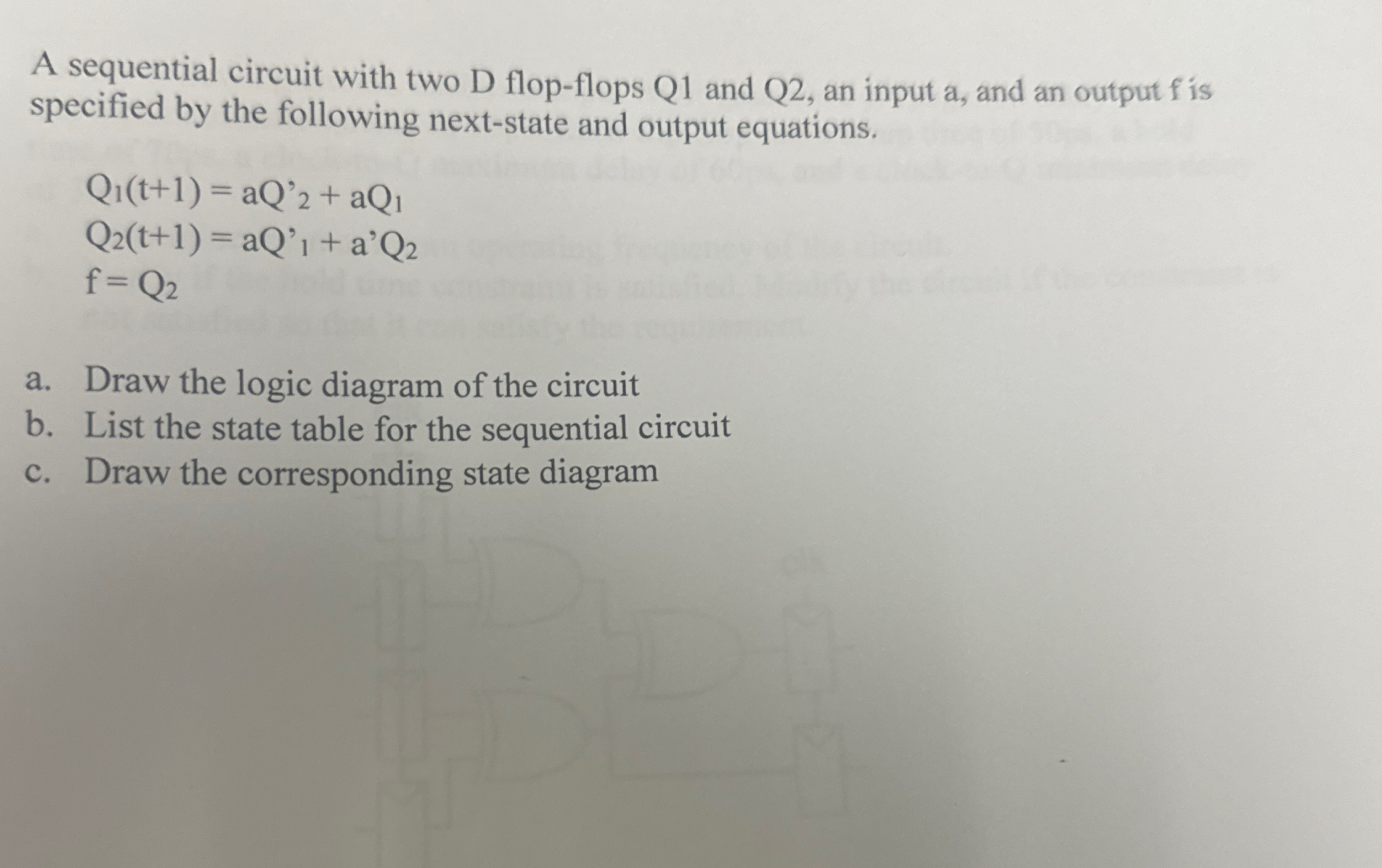 Solved A sequential circuit with two D flop-flops Q1 ﻿and | Chegg.com