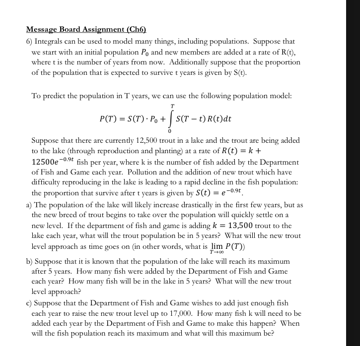 Solved Message Board Assignment (Ch6)Integrals can be used | Chegg.com