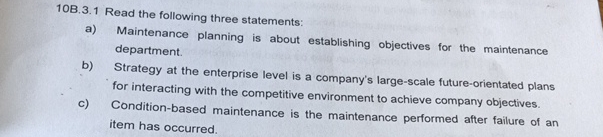 Solved 10B.3.1 ﻿Read the following three statements:a) | Chegg.com