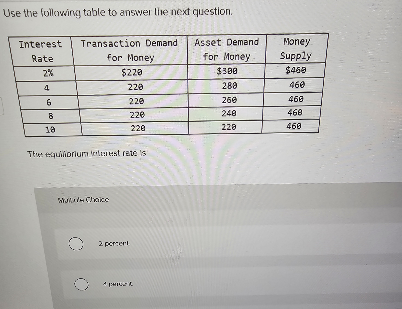 Use the following table to answer the next | Chegg.com