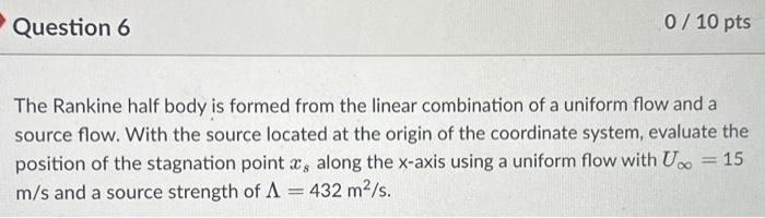 Solved The Rankine half body is formed from the linear | Chegg.com