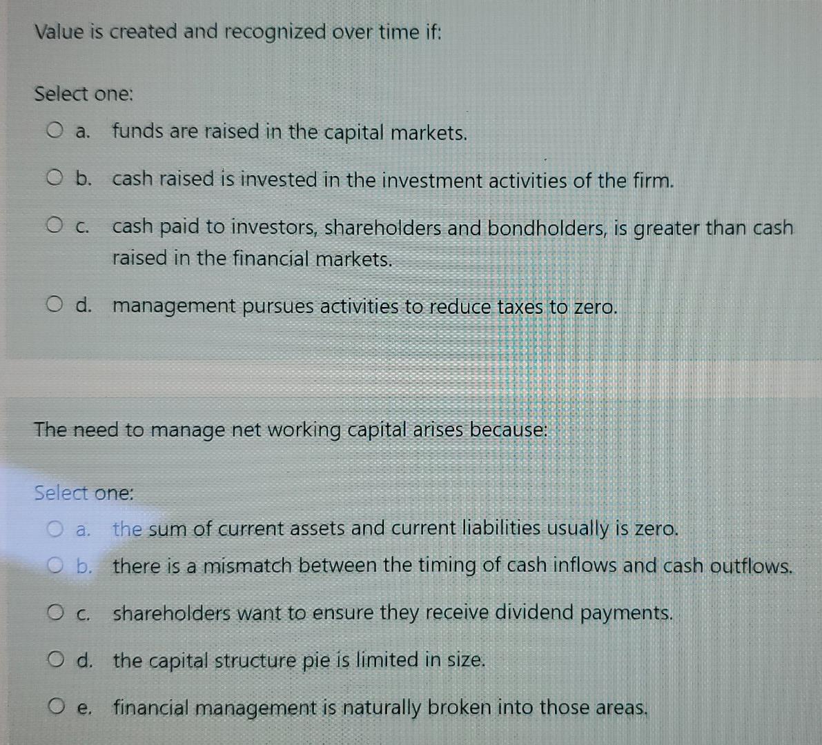 Solved Value is created and recognized over time if: Select | Chegg.com