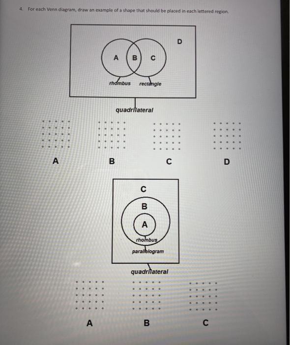Solved 4 For each Venn diagram, draw an example of a shape | Chegg.com