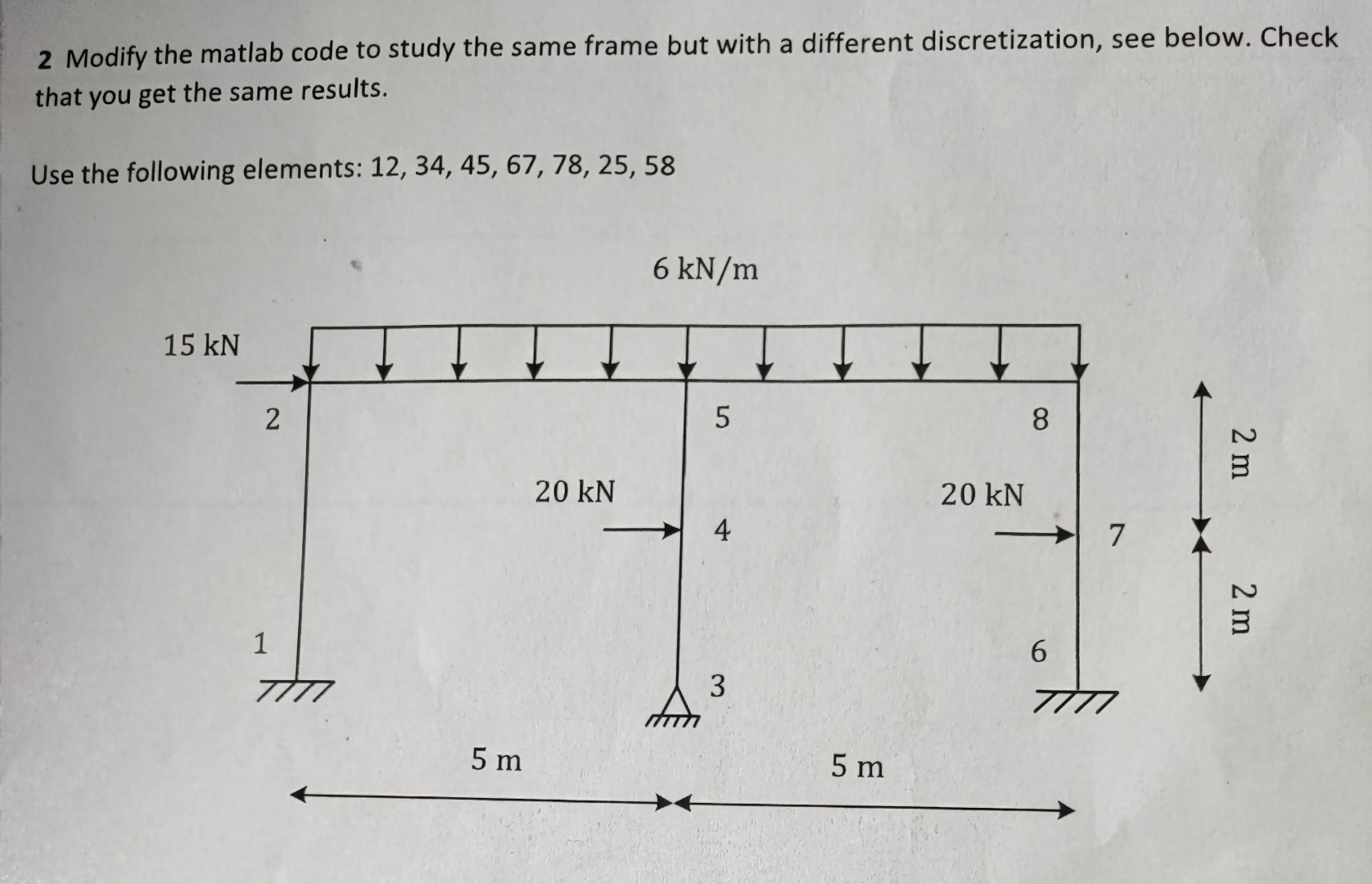 Solved 2 ﻿Modify the matlab code to study the same frame but | Chegg.com