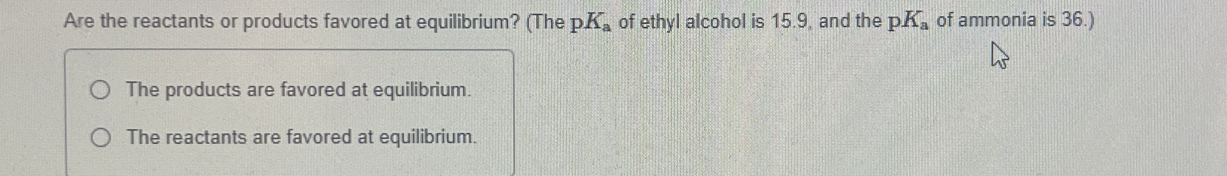 Solved Are the reactants or products favored at equilibrium? | Chegg.com