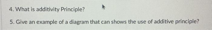 Solved 4. What is additivity Principle? 5. Give an example | Chegg.com