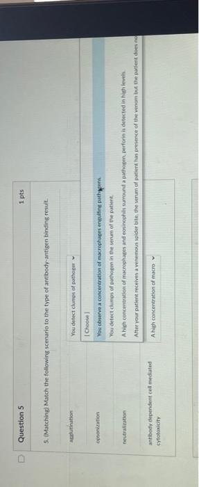 Question 5 1 pts 5. (Matchingd Match the following | Chegg.com