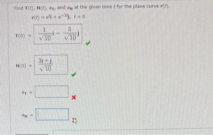 Solved Find T(t),N(t),aT, and a N at the given time t for | Chegg.com