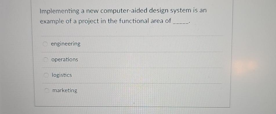 Solved Implementing A New Computer Aided Design System Is An 