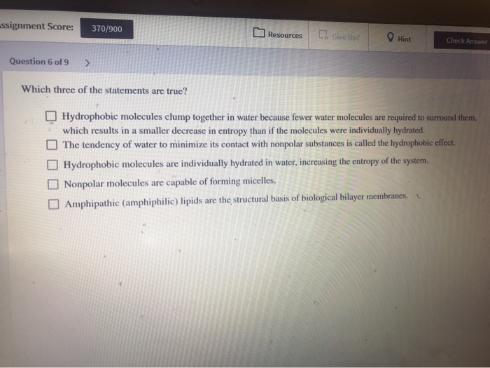 Solved ssignment Score: 370/900 Resources Be Give Up? Hint | Chegg.com