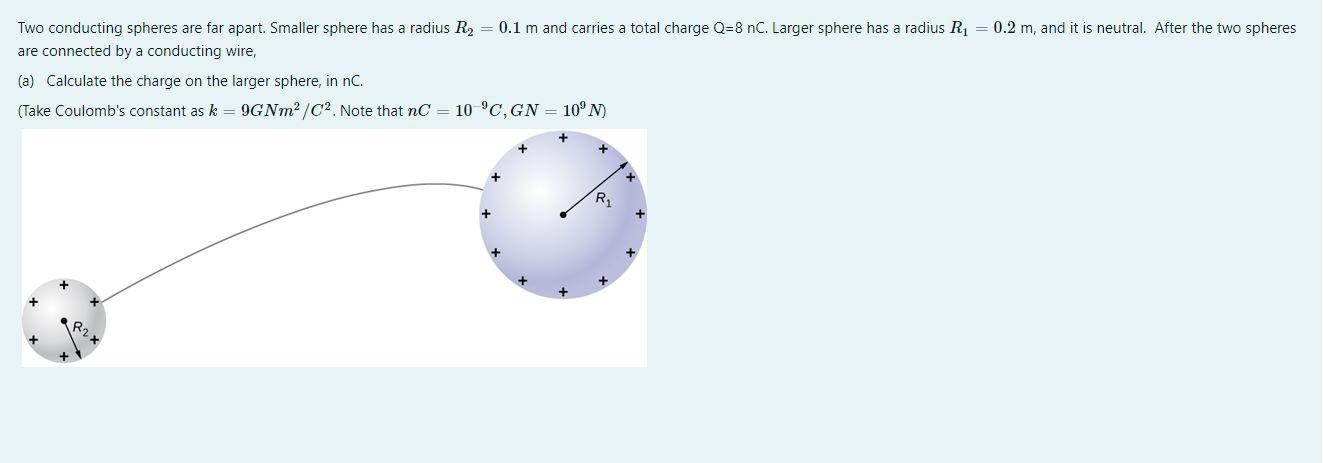 Solved Two conducting spheres are far apart. Smaller sphere | Chegg.com