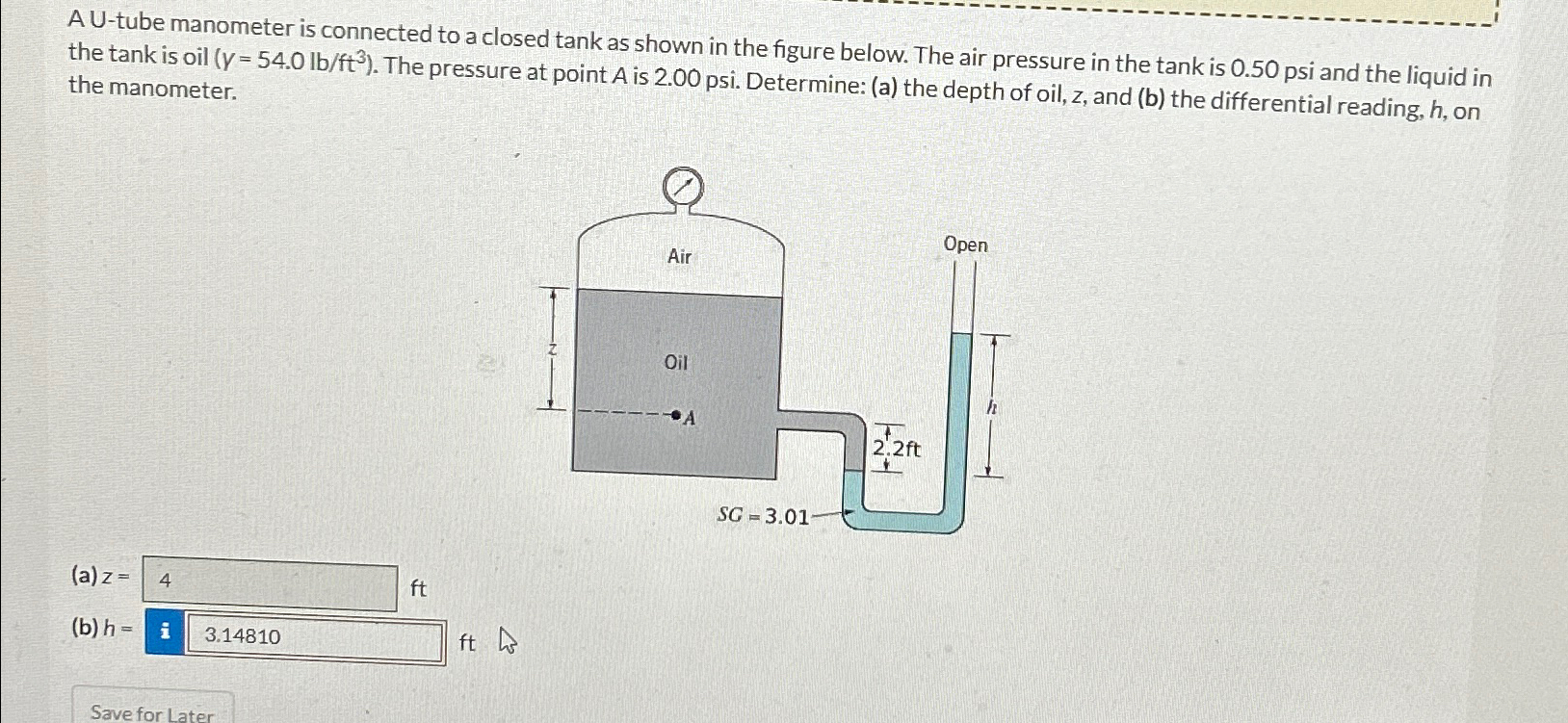 Solved A U-tube manometer is connected to a closed tank as | Chegg.com