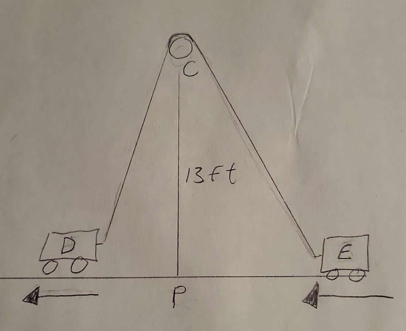 Solved two carts, D and E, are connected by a rope 35 ft | Chegg.com