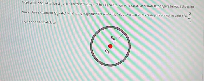 Solved A spherical shell of radius R and a uniform charge −Q | Chegg.com