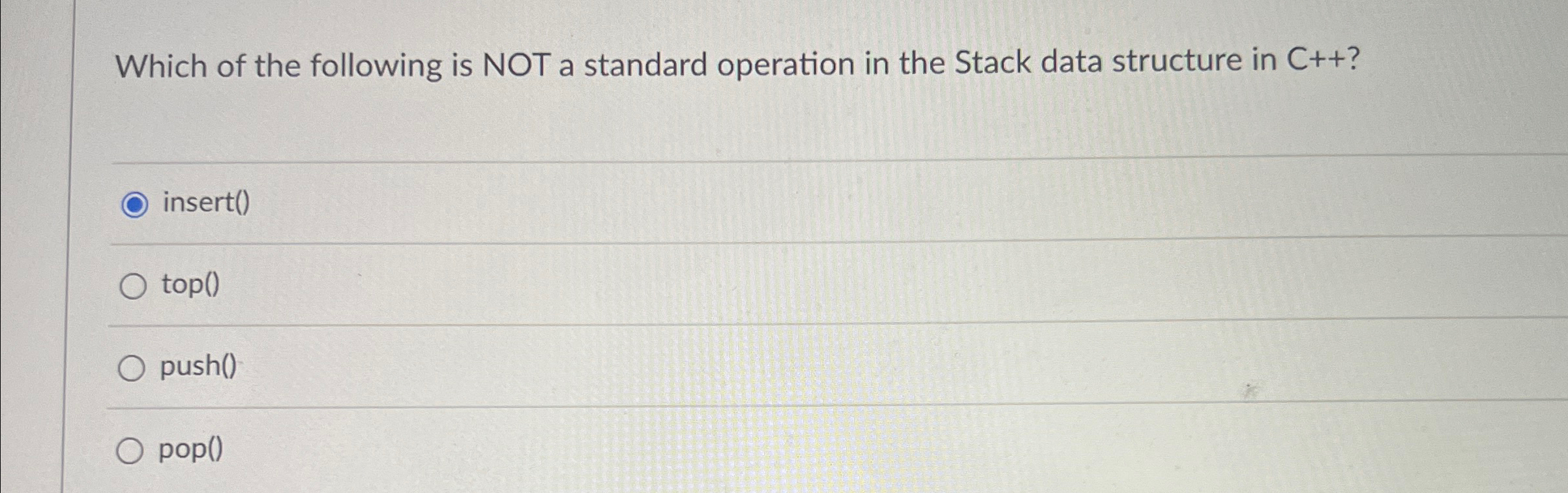 Solved Which of the following is NOT a standard operation in | Chegg.com
