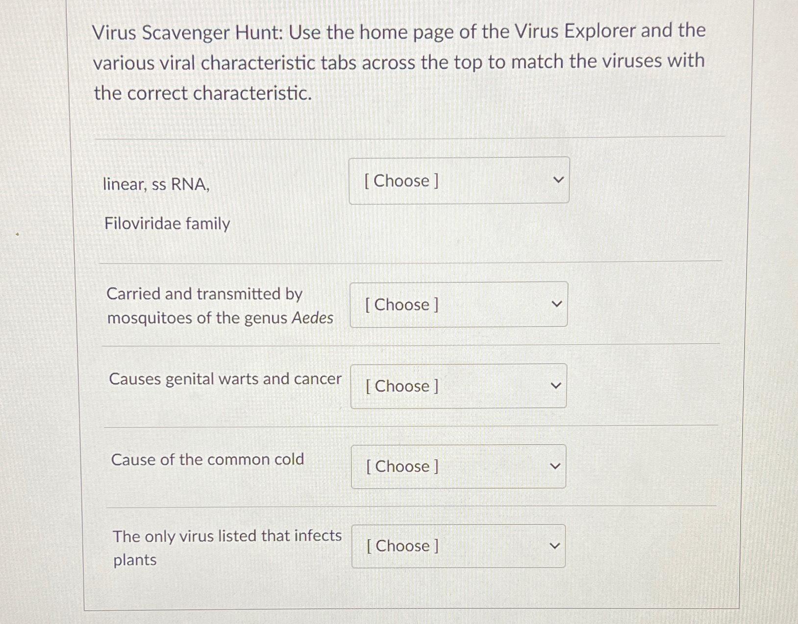 Solved Virus Scavenger Hunt: Use the home page of the Virus | Chegg.com