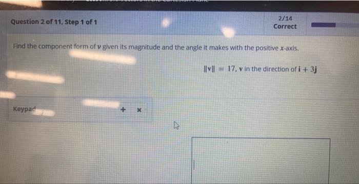 Solved Find the component form of v given its magnitude and | Chegg.com