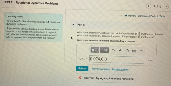 Solved PSS 7.1 Rotational Dynamics Problems 8 of 12 ) M | Chegg.com