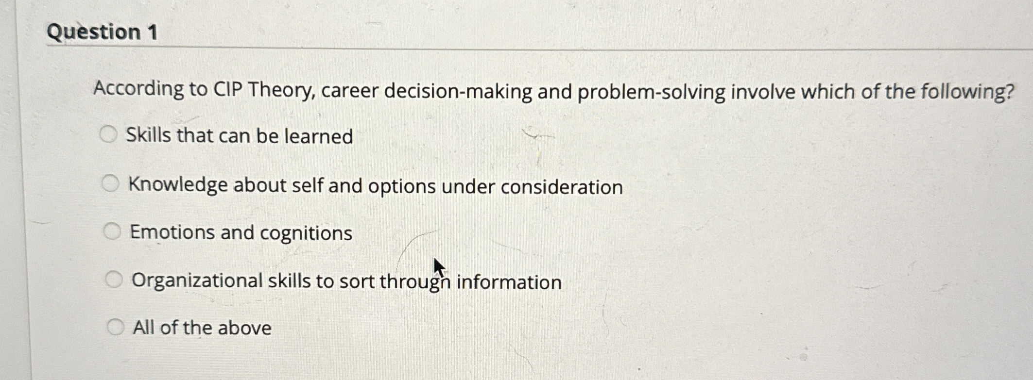 Solved Question 1According to CIP Theory, career | Chegg.com