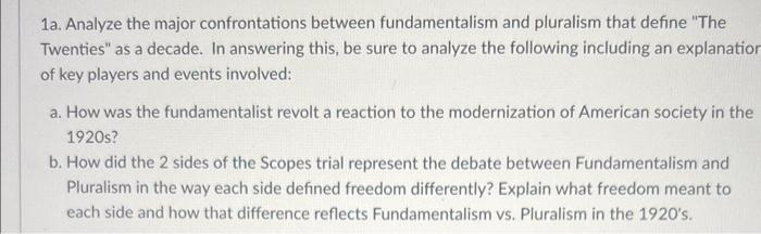 1a. Analyze the major confrontations between | Chegg.com