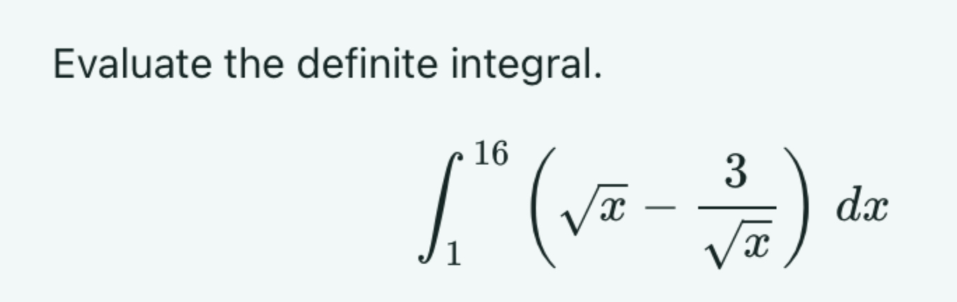 Solved Evaluate the definite integral.∫116(x2-3x2)dx | Chegg.com