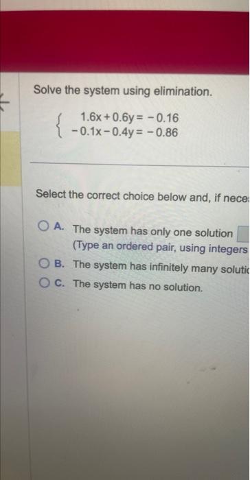 Solved Solve the system using elimination. | Chegg.com