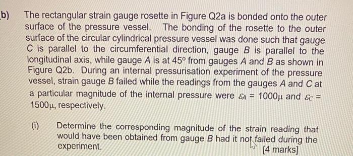 Solved The rectangular strain gauge rosette in Figure Q2a is | Chegg.com