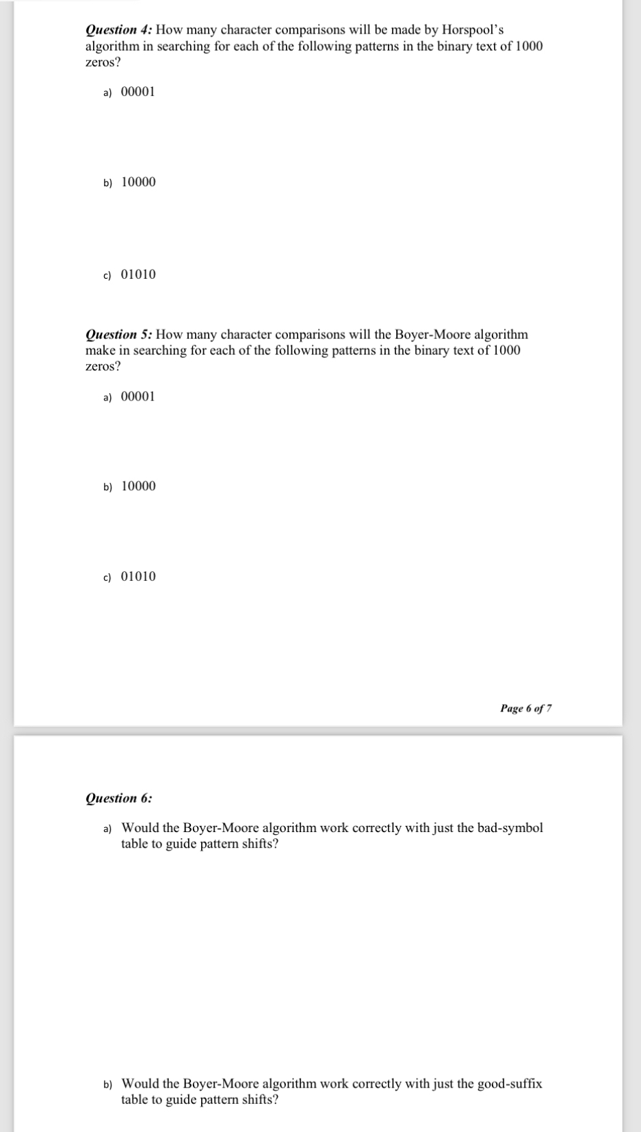 Solved Question 4: How many character comparisons will be | Chegg.com