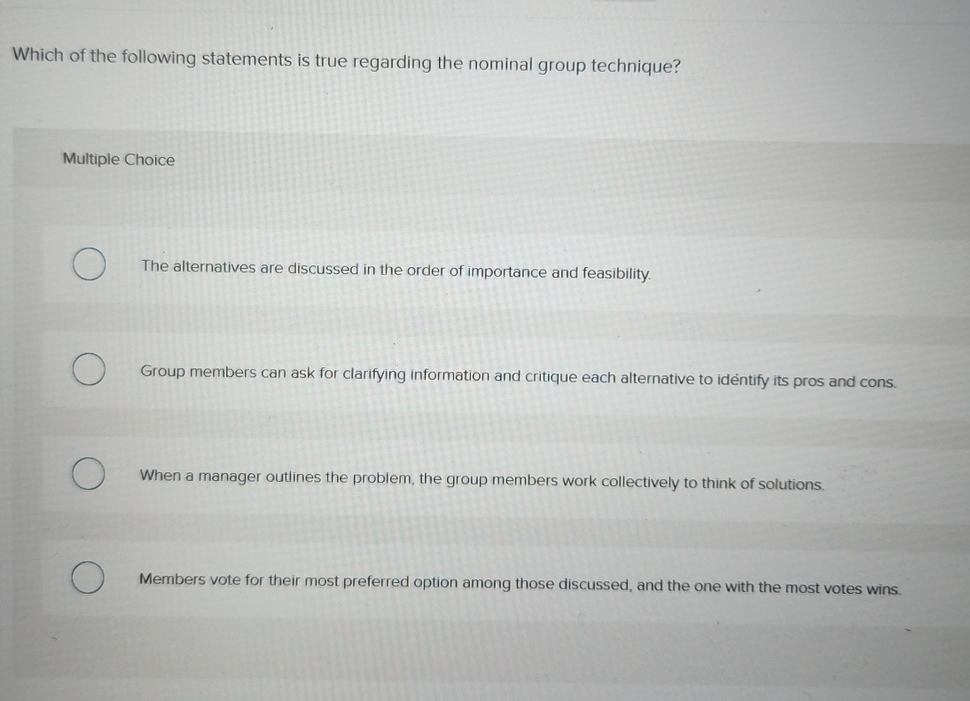 Solved Which of the following statements is true regarding | Chegg.com