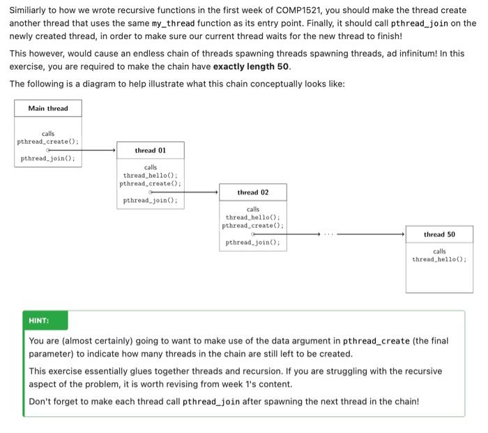 Solved EXERCISE - INDIVIDUAL: Create a chain of threads | Chegg.com