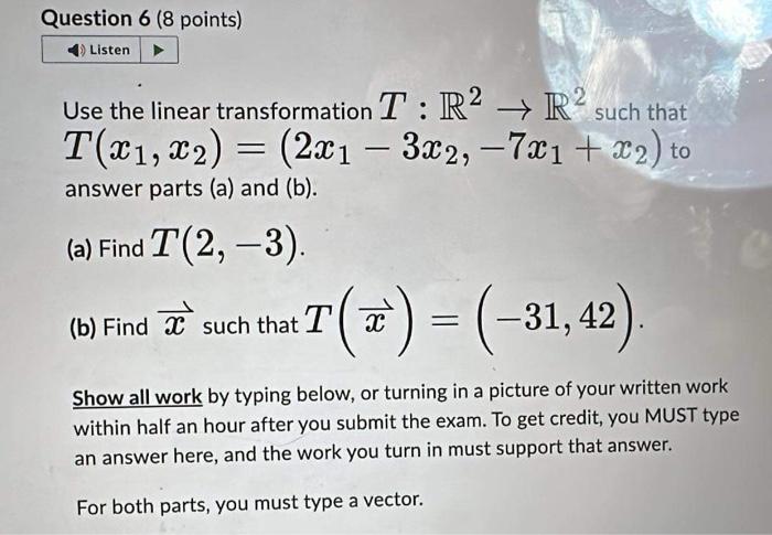 Solved Question 6 (8 points) Listen Use the linear | Chegg.com