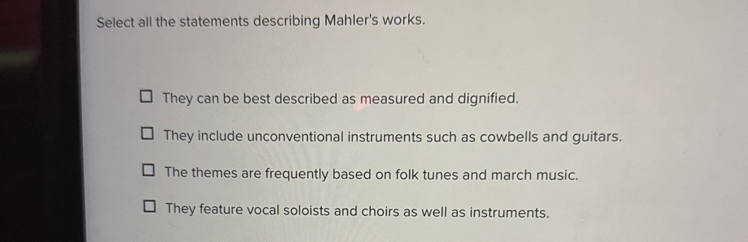 Solved Select all the statements describing Mahler's | Chegg.com