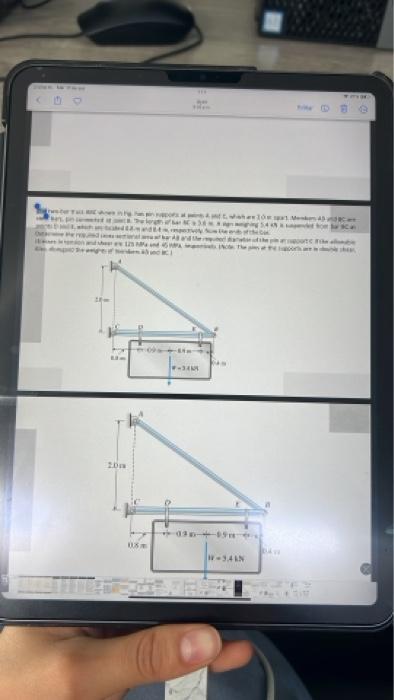 Solved 2:43p.m. Mar 17 de oct 2.0 m 0.8 m 2.0 m The two-bar | Chegg.com