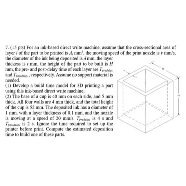 Solved (15 ﻿pts) ﻿For an ink-based direct write machine, | Chegg.com