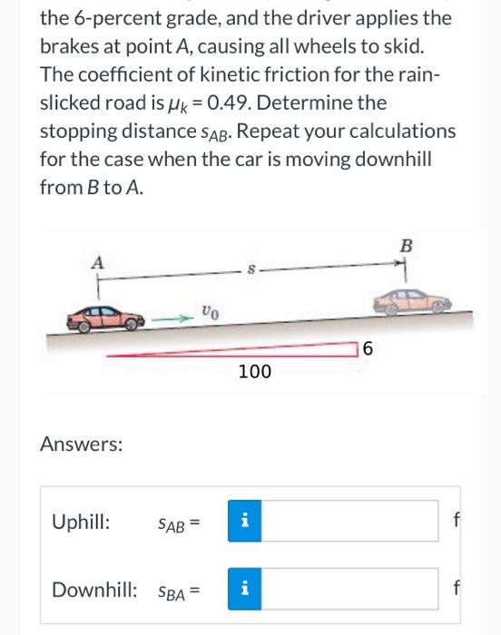 Solved the 6-percent grade, and the driver applies the | Chegg.com