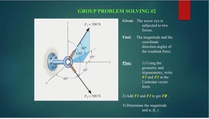 Solved GROUP PROBLEM SOLVING #2 Given: The serew eye is | Chegg.com