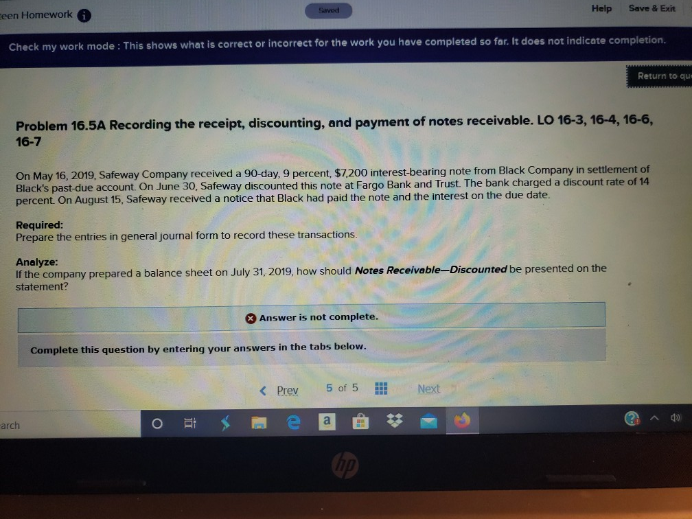 Solved een Homework A Saved Help Save & Exit Check my work | Chegg.com