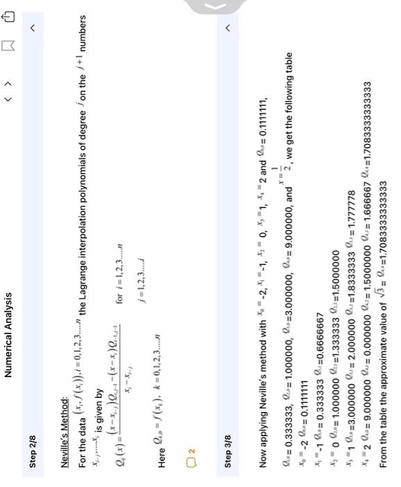 Solved Use Neville's method to approximate /3 with the | Chegg.com