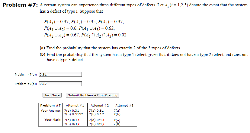 Solved Problem # 7: A certain system can experience three | Chegg.com