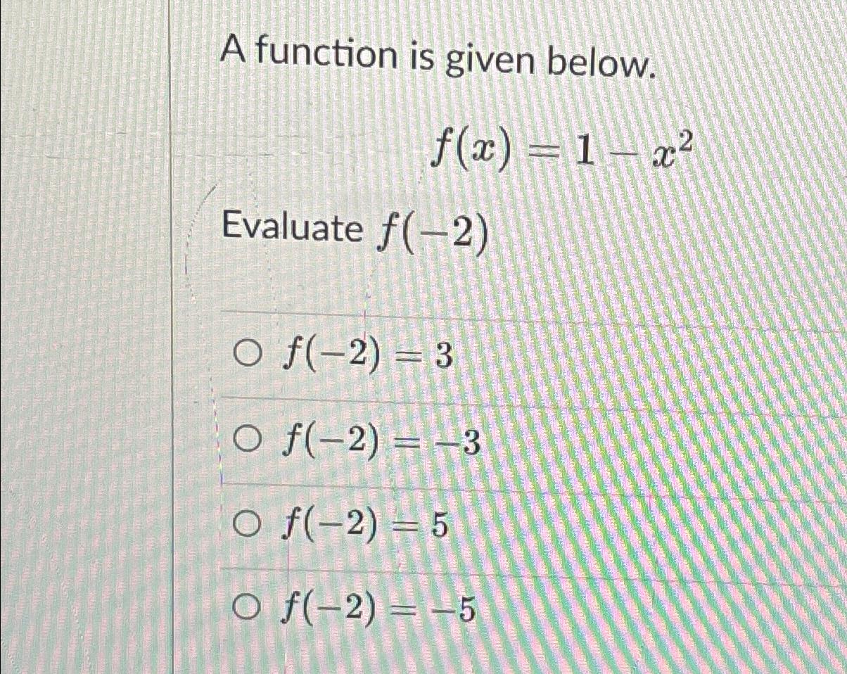 Solved A function is given below.f(x)=1-x2Evaluate | Chegg.com