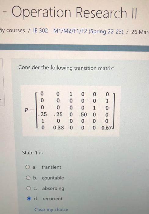 Solved - Operation Research ll 1y courses / IE 302 - | Chegg.com
