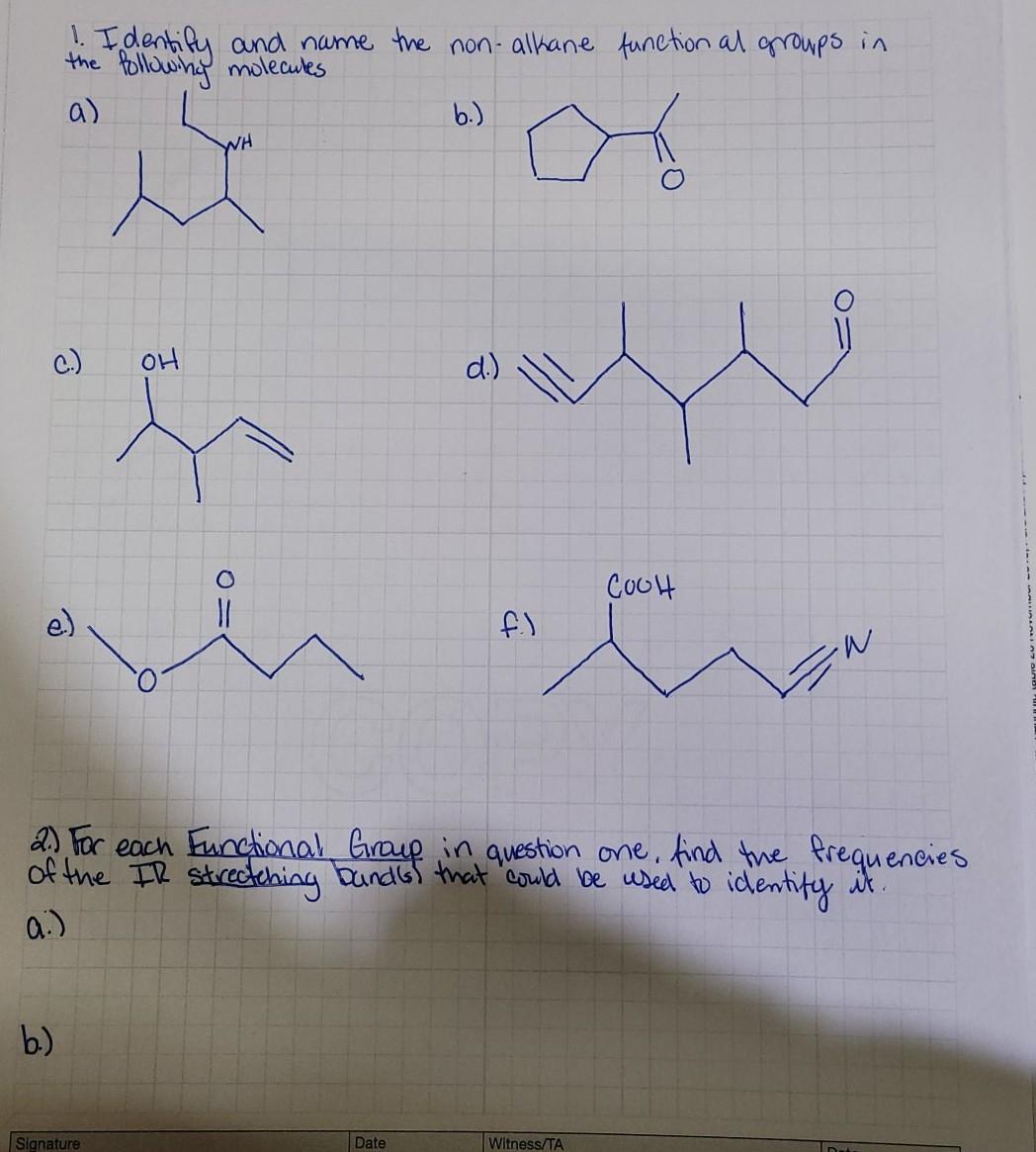 Solved th Identify and name the non- alkane functional | Chegg.com