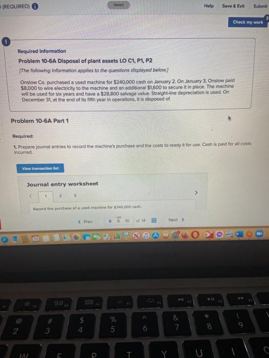 Solved (REQUIRED) Help Save & Exit Submit Check my work | Chegg.com