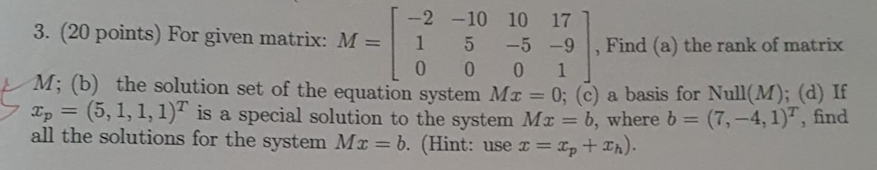Solved (20 ﻿points) ﻿For given matrix: | Chegg.com