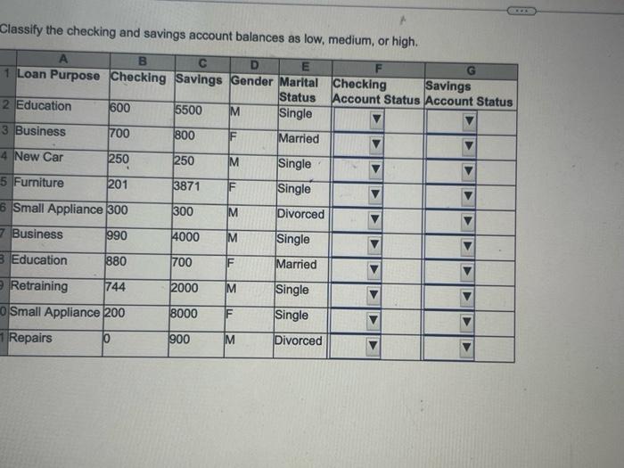 Solved Modify the accompanying credit risk data using IF | Chegg.com